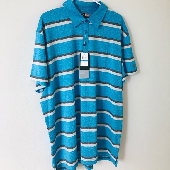 Callaway | Shirts | Callaway Blue And White Stripped Opti Dry Golf Polo ...